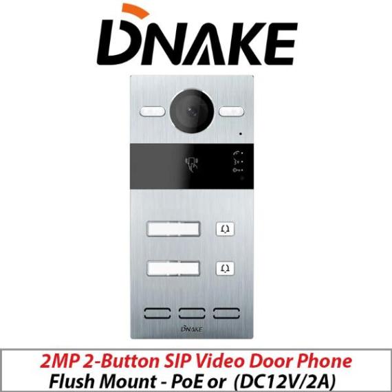 DNAKE-S213M-2-F, 2Mp Dnake Intercom 2-Button Sip Video Door Phone Flush ...